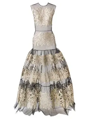 JUOZAS STATKEVICIUS Sleeveless Embroidered Tulle Gown - Multi
