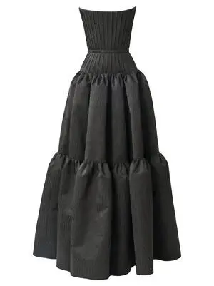 JUOZAS STATKEVICIUS Voluminous Jacquard Corset Maxi Dress - Black