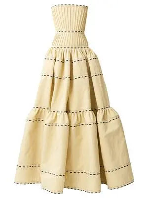 JUOZAS STATKEVICIUS Voluminous Jacquard Corset Maxi Dress - Yellow