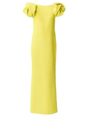JUOZAS STATKEVICIUS Puff-sleeve Crepe Column Maxi Dress - Yellow