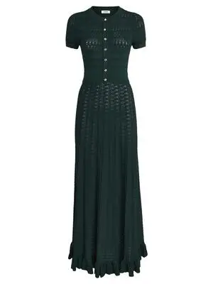 Sandro Pointelle-knit Midi Dress - Green