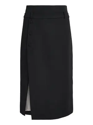 Sandro Wool Double-waistband Midi Skirt - Black