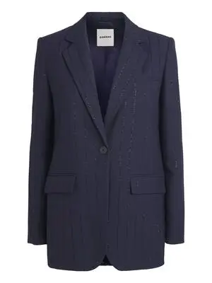 Sandro Embellished Stripe Single-breasted Blazer - Blue