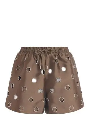 Sandro Rhinestone Embellished Cut-out Shorts - Brown