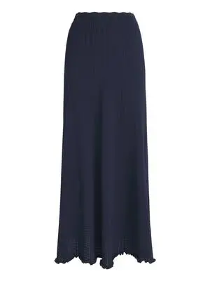 Sandro Pointelle Knit Maxi Skirt - Blue