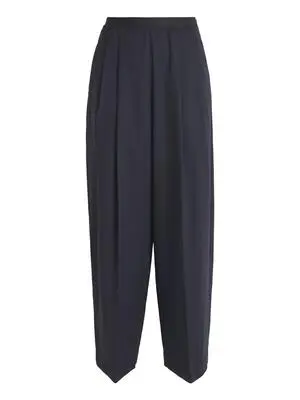Sandro Wool Stripe Pleated Wide-leg Trousers - Blue