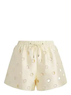 Sandro Rhinestone Cut-out Shorts - Beige