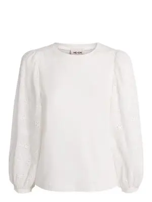 ME+EM Broderie Anglaise Blouse - White