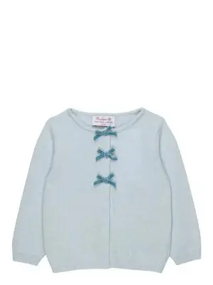 Trotters Knitted Bow Cardigan - Blue
