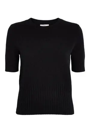 Vince Wool-cashmere Short Sleeve Sweater - Black