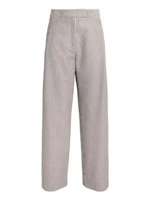 ME+EM Seersucker Stripe Wide-leg Trousers - Brown
