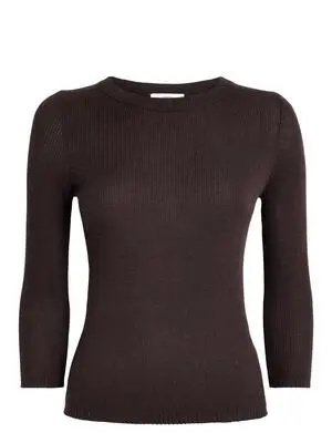 Vince Cashmere-silk Blend Ribbed Sweater - Brown