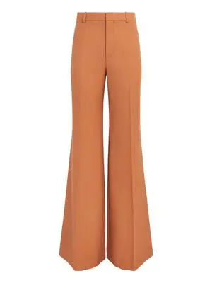 Chloé Wool Flared Trousers - Brown
