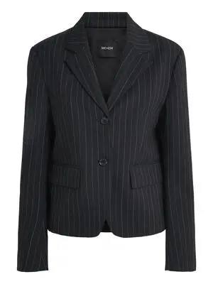 ME+EM Pinstripe Cropped Blazer - Black
