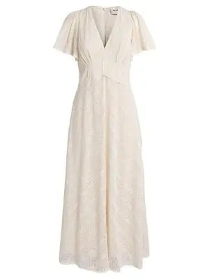 ME+EM Lace Maxi Dress With Flutter Sleeves - Ivory