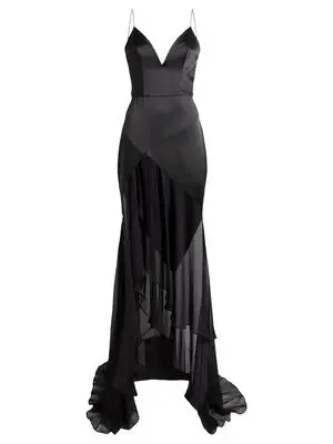 Alex Perry Silk Tiered Gown - Black