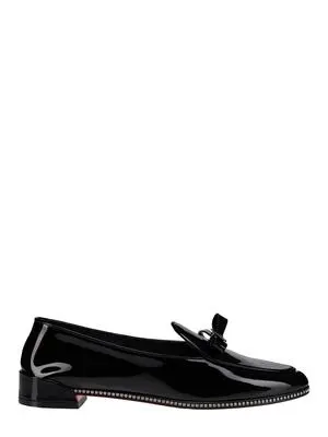 CHRISTIAN LOUBOUTIN Patent Leather Mocastrass Loafers With Crystal Embellishments - Black