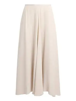 Agnona Satin-trim A-line Midi Skirt - Beige