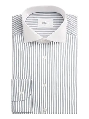 Eton Cotton Stripe Slim Fit Shirt - Blue
