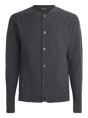 Barena Venezia Virgin Wool Ribbed Cardigan - Grey