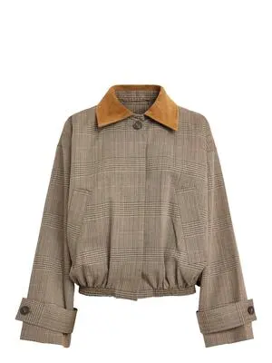 RÓHE Virgin Wool Blouson Jacket With Suede Collar - Brown