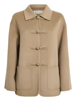 RÓHE Wool Double-faced Coat With Pankou Knot Fastening - Beige