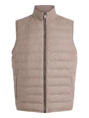 FIORONI CASHMERE Fioroni Virgin Wool Reversible Gilet - Beige