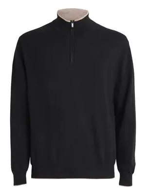 Paul & Shark Cashmere Quarter-zip Sweater - Black