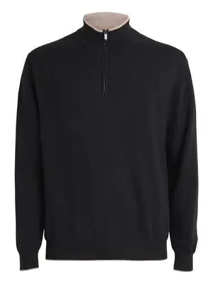 Paul & Shark Cashmere Quarter-zip Sweater - Black