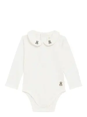 Harrods Pima Cotton Embroidered Bodysuit - Ivory