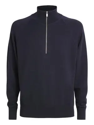 Barena Venezia Merino Wool Quarter-zip Sweater - Navy