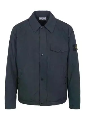 Stone Island Logo-patch Button-fastening Jacket - Blue