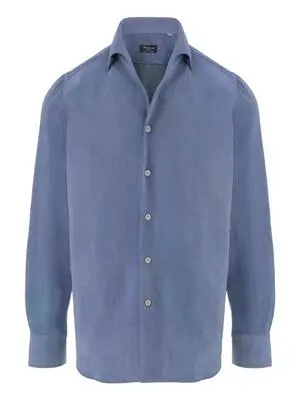 FINAMORE 1925 Fine-ribbed Cotton Shirt - Blue