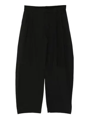 CROQUIS Double-pleat Curved-leg Trousers - Black