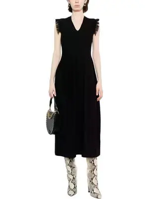 LESS Fringed Midi Dress - Black