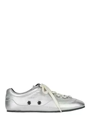 Cecilie Bahnsen Flower-embellished Leather Sneakers - Silver