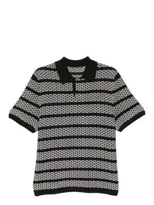 CROQUIS Stripped-pattern Knitted Top - Black