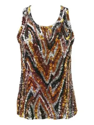 TOM FORD Sleeveless Sequined Scoop Neck Top - Brown