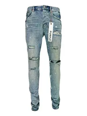 PURPLE BRAND Distressed Paint-splatter Jeans - Blue