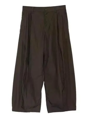 CROQUIS Curved-leg Poplin Trousers - Brown