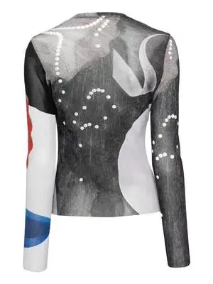 JNBY Printed Long Sleeve Top - Grey