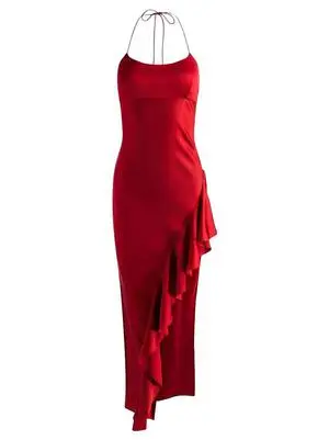 Alice + Olivia Palma Asymmetrical Ruffled Dress - Red