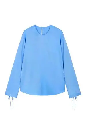 JNBY Long Sleeve Blouse With Self-tie Cuffs - Blue