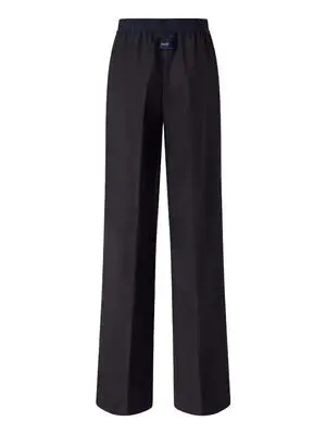 Pinko Wide-leg Trousers With Logo Waistband - Black