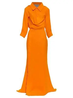 Balenciaga Off-shoulder Silk Cady Maxi Dress - Orange