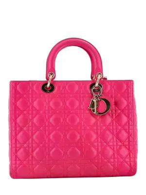 Dior Lady Bag Cannage Quilt Lambskin Tote Bag - Pink