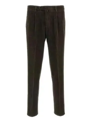 BRIGLIA 1949 Pleated Corduroy Trousers - Brown
