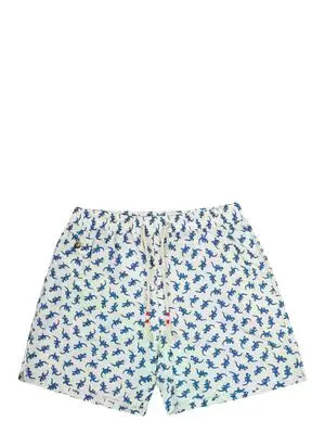 MC2 SAINT BARTH MC2 Saint Barth Gecko Print Drawstring Swim Shorts Neutrals