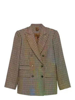 Max Mara Double-breasted Blazer With Houndstooth Pattern - Brown