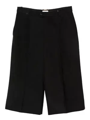Saint Laurent Pleated Wide-leg Shorts - Black